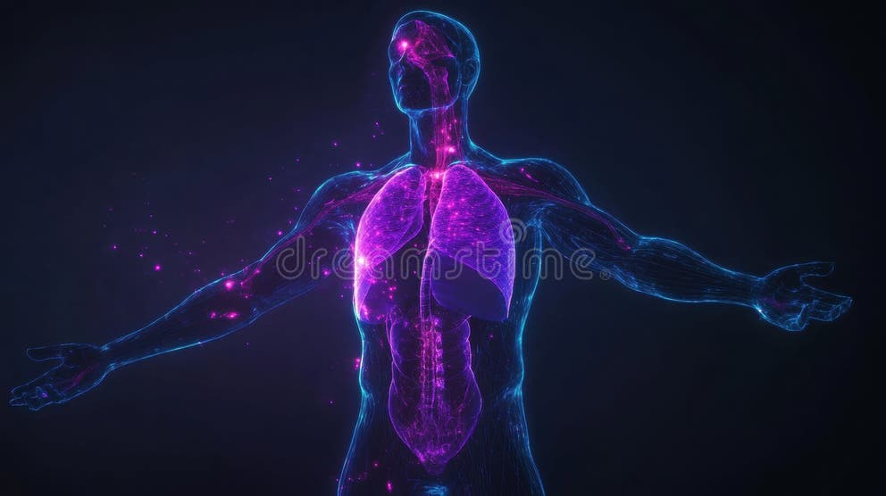 Futuristic Anatomical Visualization of a Translucent Human Silhouette ...