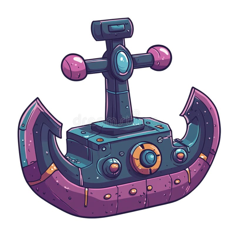 Futuristic Anchor Design Nautical Robot Steampunk Art Stock ...
