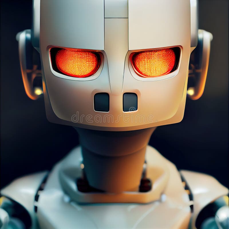 Futuristic Android with Glowing Eyes. Modern Robot Portrait. 3D Digital ...