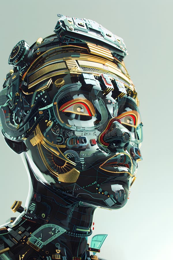 A Futuristic Android Head with Intricate Mechanical Design for ...
