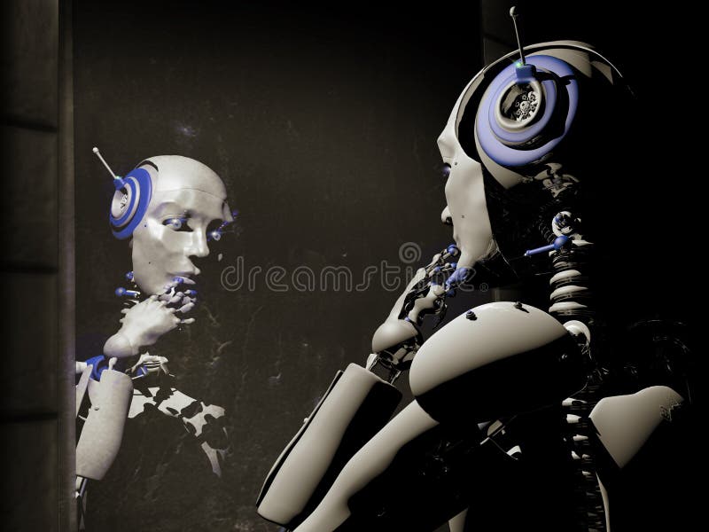 Android Discovering Its Nature Stock Illustration - Illustration of ...