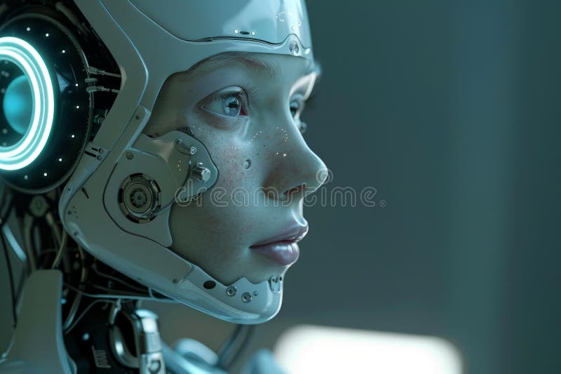 Futuristic Android with Human Features in Profile View Stock Photo ...
