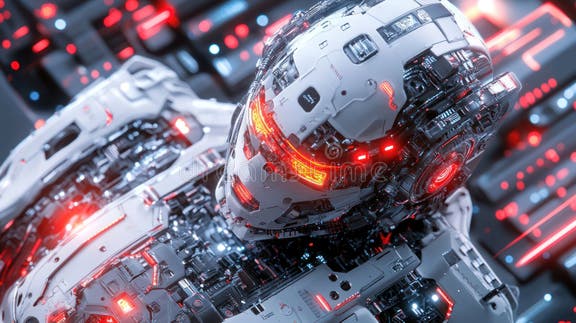 Futuristic Android Revolution Robot with LED Lights and Circuitry in ...