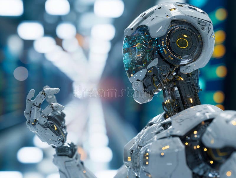 Futuristic Android Robot Holding a Bitcoin, a Concept of Big Data and ...
