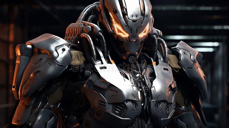 Futuristic Android Portrait on Transparent Background Stock Image ...