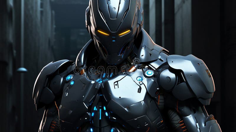Futuristic Android Robot with Metal Suit. Generative AI Stock Image ...