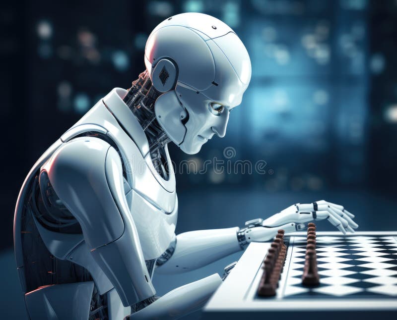Futuristic Android Robot Playing Chess. Generative AI Stock ...
