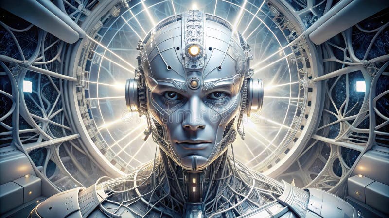 A Futuristic Android S Portrait, Bathed in Ethereal Light within a ...