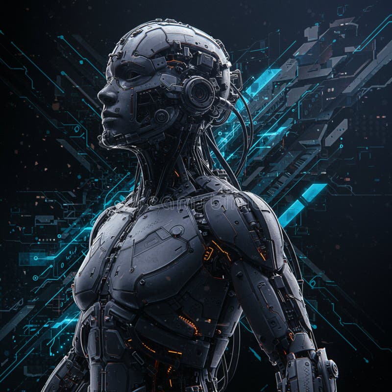 Futuristic Android with Sleek, Metallic Exoskeleton, Composed of ...