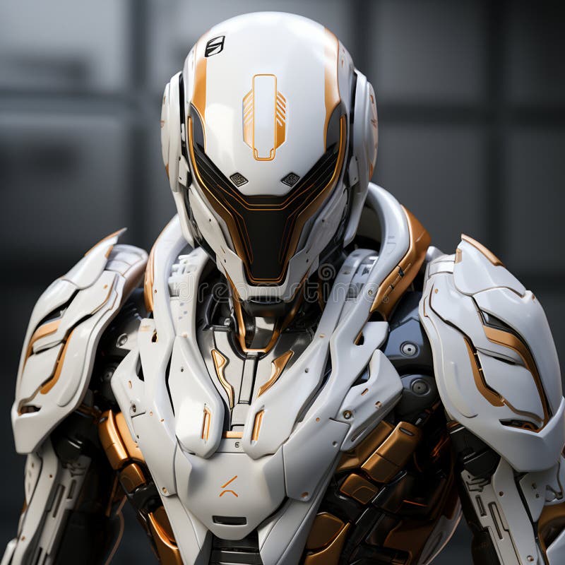 Futuristic Android, Synthetic Cyborg, Neutral Background. AI Generative ...