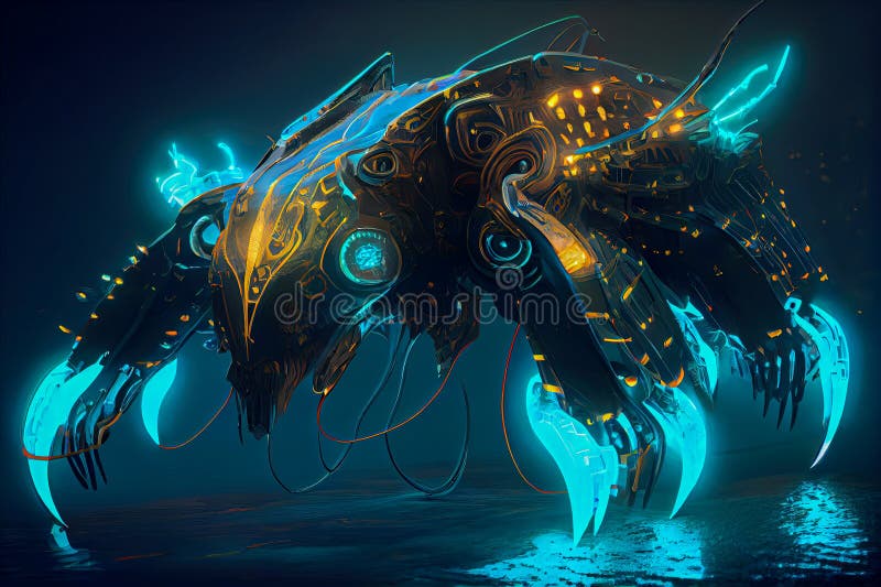 Futuristic Animal Kraken with Glowing Limbs. Generative AI, Generative ...