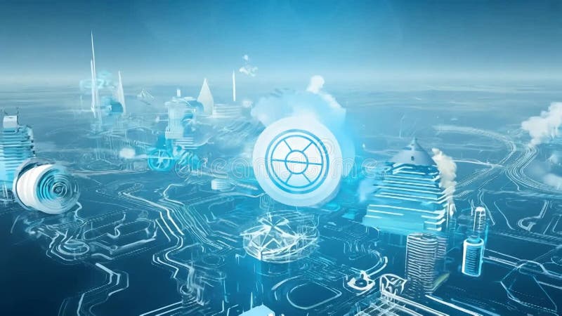 A Futuristic, Animated Cityscape with Various Geometric Structures and ...