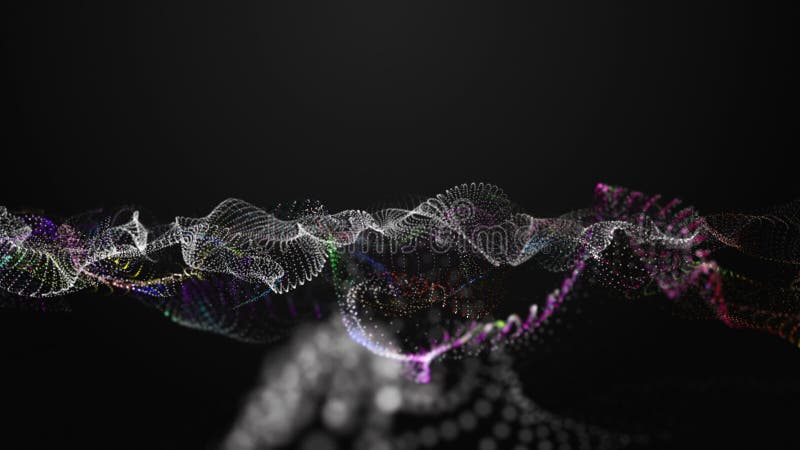 Futuristic Animation with Particle Wave Object in Slow Motion and Space for Text, 4096x2304 Loop ...