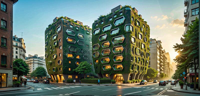 Futuristic Apartment Building with a Planted Facade To Regulate the Temperature and Create Green ...