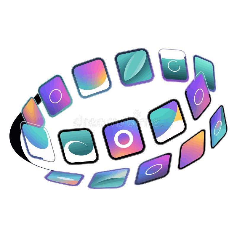Futuristic App Store Concept with Glowing Gradient Icons and 3d ...