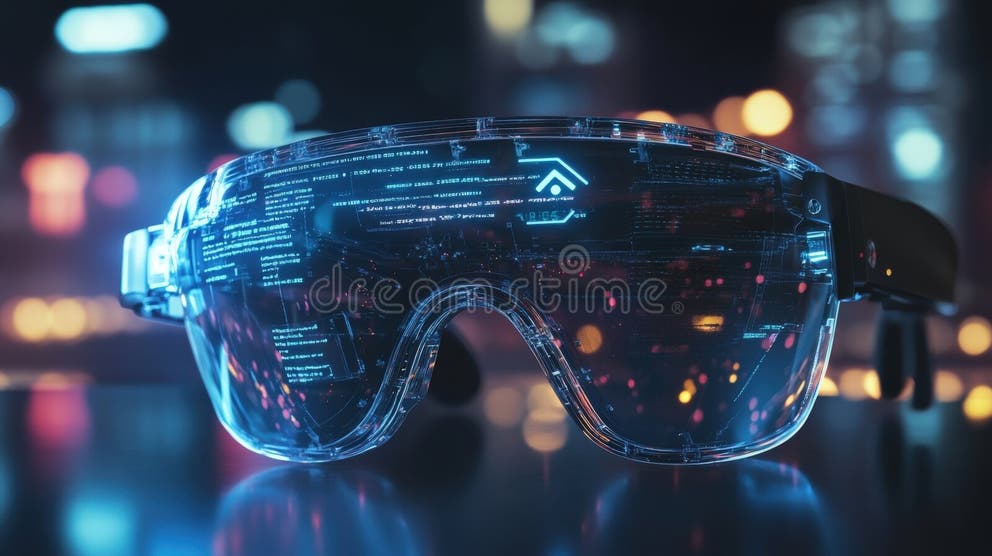 Futuristic Ar Glasses Displaying Data and Information in Urban Setting ...