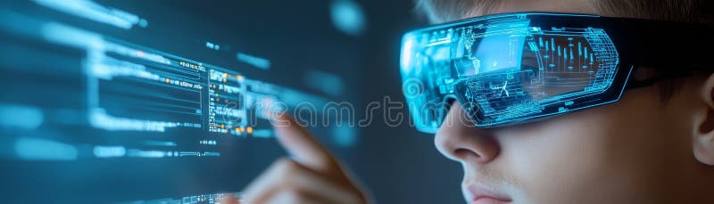 Futuristic AR Headset Displaying Virtual Interface Stock Illustration ...