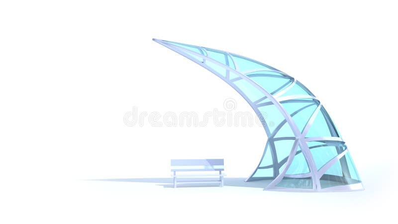 Futuristic arch and bench stock illustration. Illustration of design ...