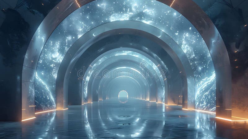 Futuristic Arch with Metallic Sheen. Stock Illustration - Illustration ...