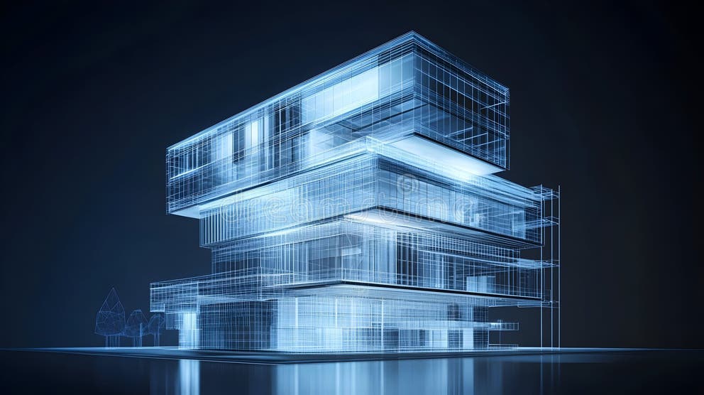 Futuristic Architectural Blueprint of Modern Multi-level Building ...