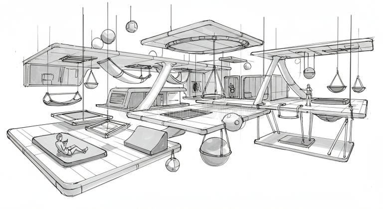 Futuristic Architectural Concept Drawing Featuring Modular, Floating ...