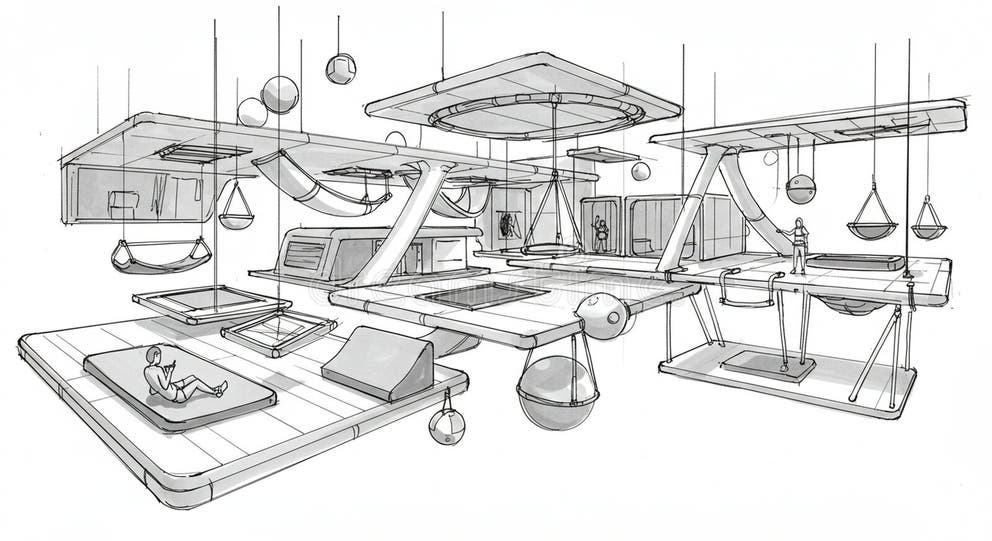 Futuristic Architectural Concept Drawing Featuring Modular, Floating ...
