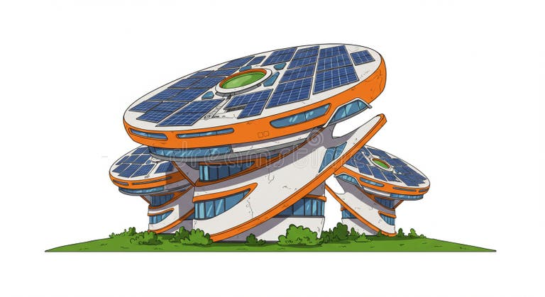 Futuristic Architectural Concept with Three Interconnected, Disk-like ...