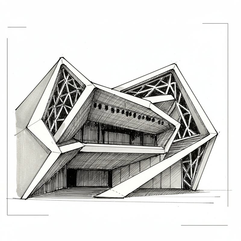 Futuristic Architectural Design with Angular, Geometric Structures ...
