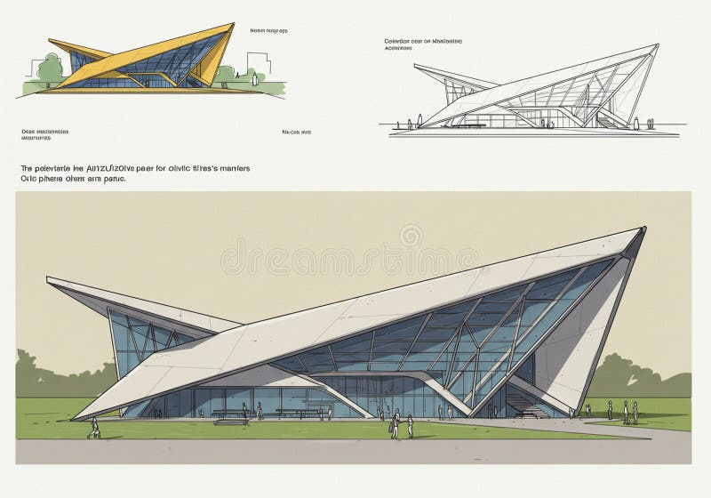 Futuristic Architectural Design with an Angular Structure, Featuring ...