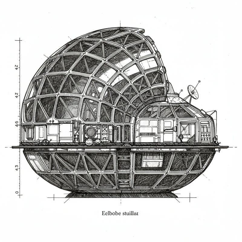 Futuristic Architectural Design of a Dome-shaped Structure Resembling a ...