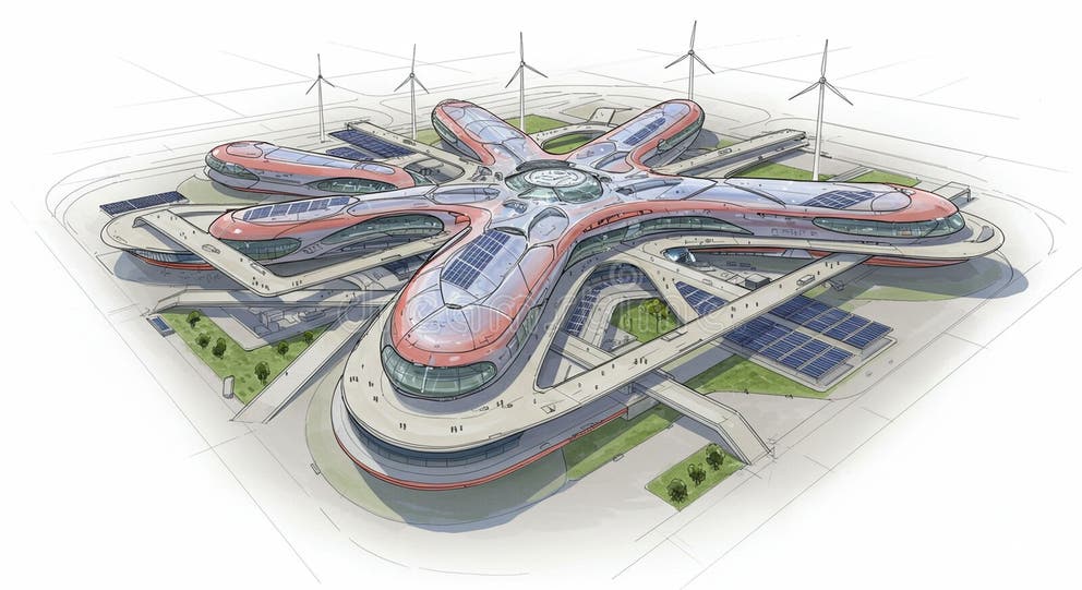 Futuristic Architectural Design Features a Sprawling, Star-shaped ...