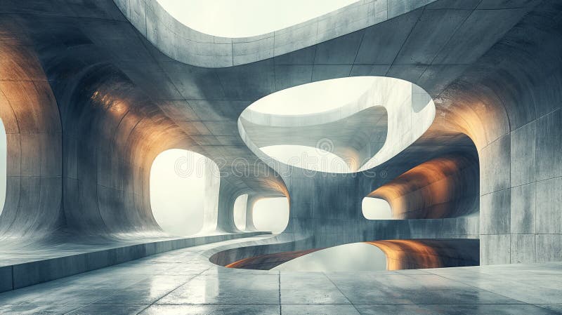 Futuristic Architectural Design Featuring Curved Concrete Structures ...
