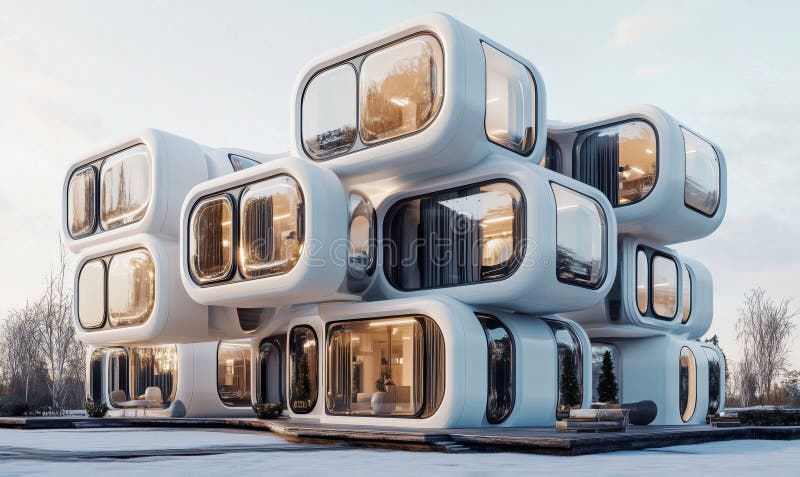 Futuristic Architectural Design Featuring Modular, Organic-shaped ...