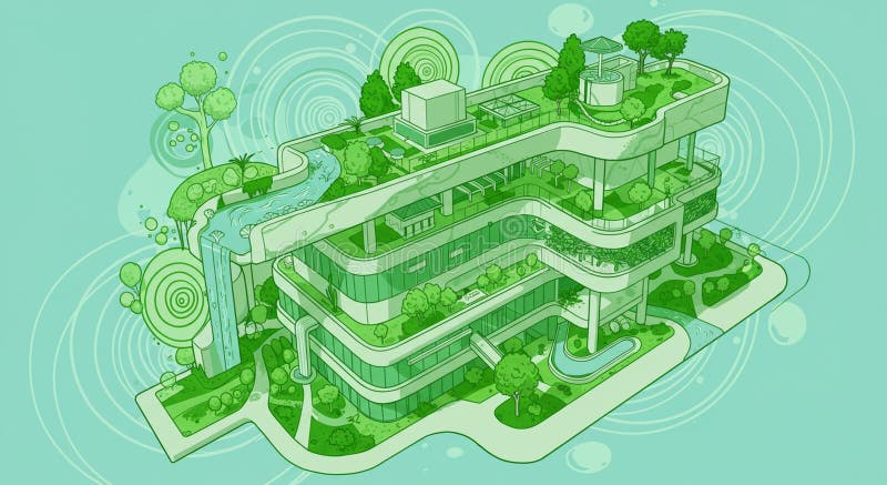 Futuristic Architectural Design Featuring a Multi-level Building with ...