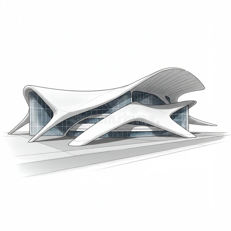Futuristic Architectural Design Featuring a Sleek, Flowing Structure ...