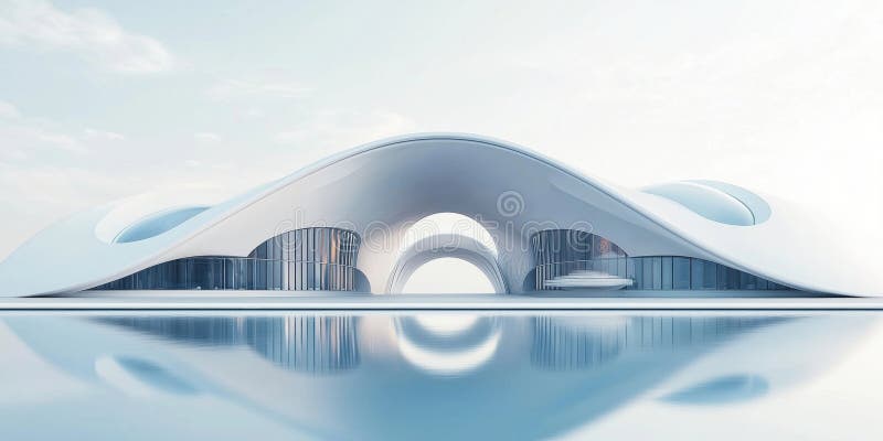 Futuristic Architectural Design Featuring Smooth Curves Reflective ...