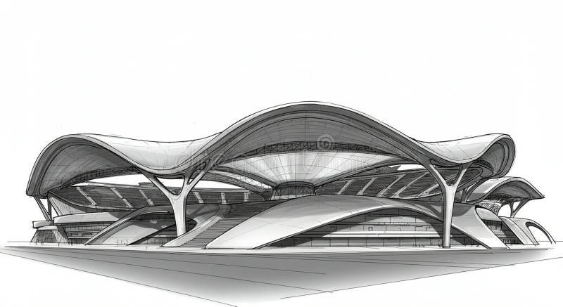 Sweeping Curved Roof Structures Stock Illustrations – 6 Sweeping Curved ...