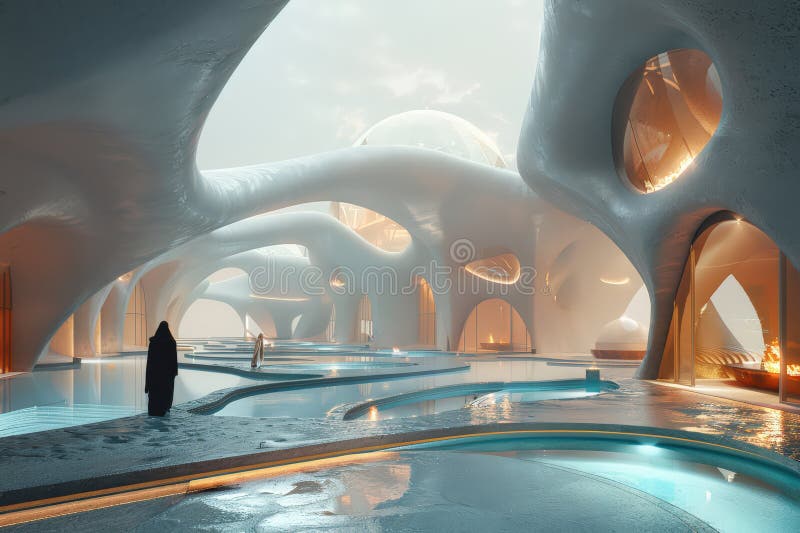 Futuristic Architectural Design with Fluid Forms and Soft Lighting ...
