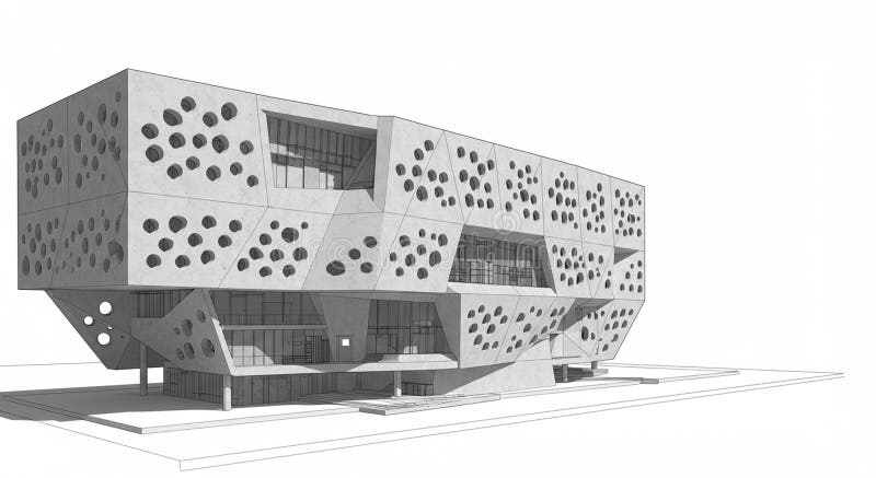 Futuristic Architectural Design of a Large Rectangular Building with ...
