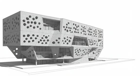 Futuristic Architectural Design of a Large Rectangular Building with ...