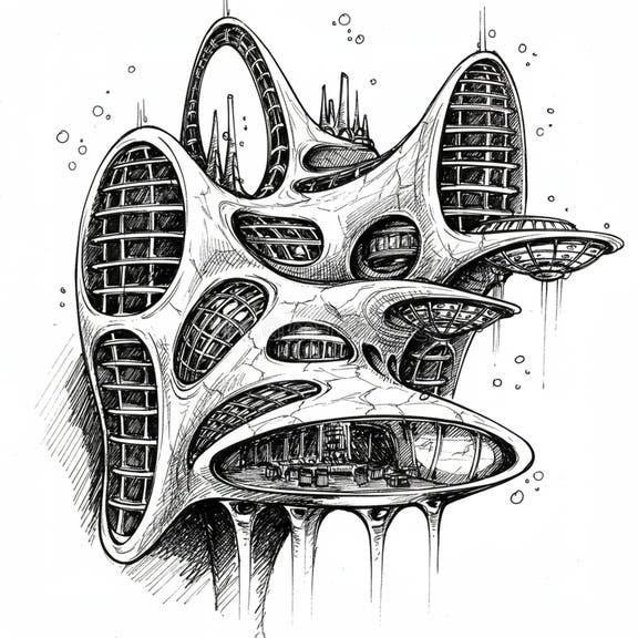 Futuristic Architectural Design with an Organic Structure, Featuring ...