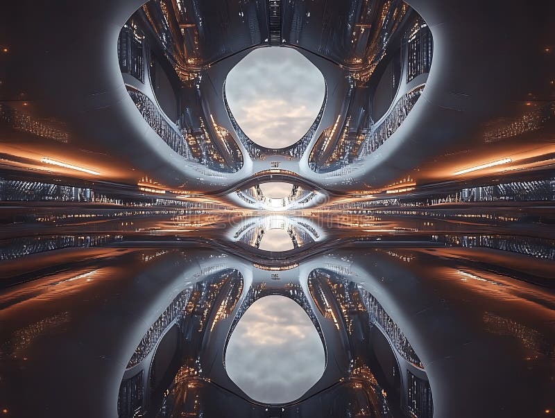 Futuristic Architectural Design with Reflective Surfaces Stock ...