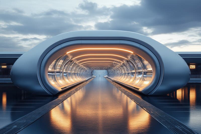Futuristic Architectural Design of a Sleek Passageway Illuminated at ...