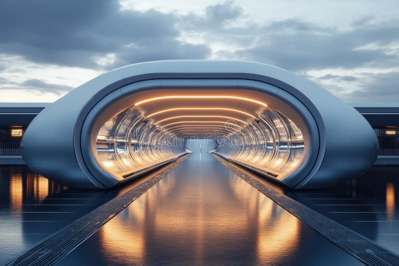 Futuristic Architectural Design of a Sleek Passageway Illuminated at ...
