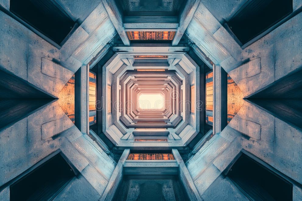 Futuristic Architectural Design with Symmetrical Patterns and Vibrant ...