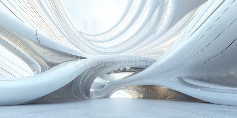 Futuristic Architectural Interior Flowing White Curves Bright Lighting Stock Photos - Free ...
