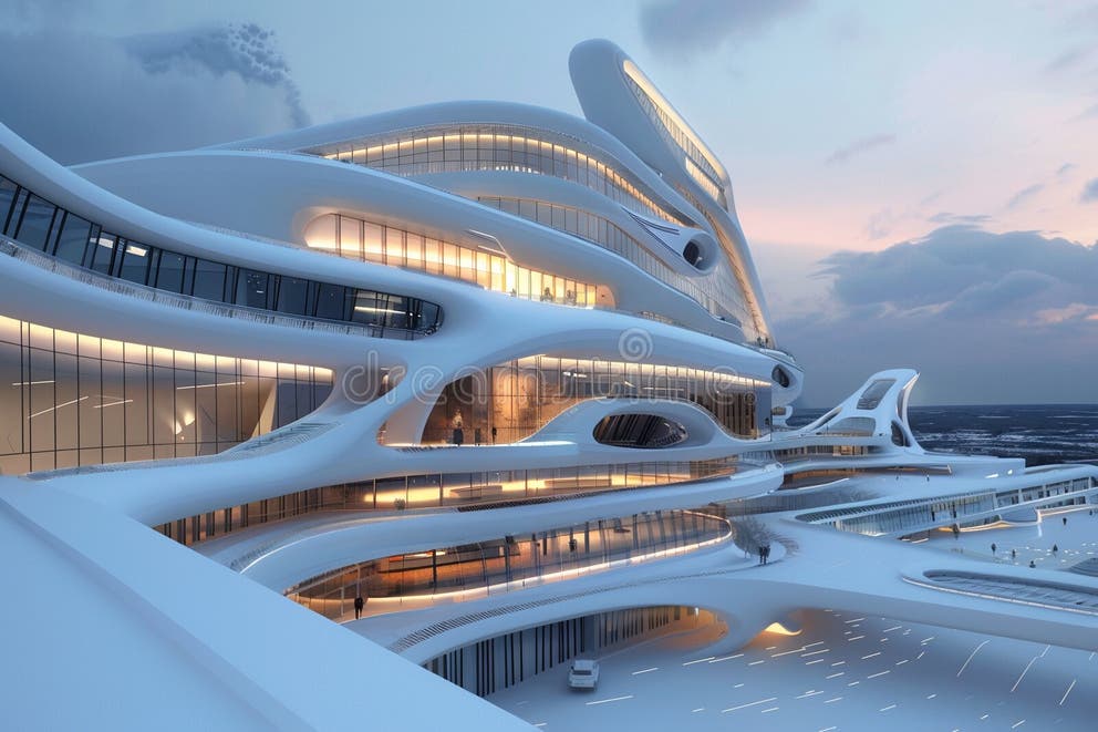 Futuristic Architectural Marvel. White Building Design with Innovative Structures Stock Image ...
