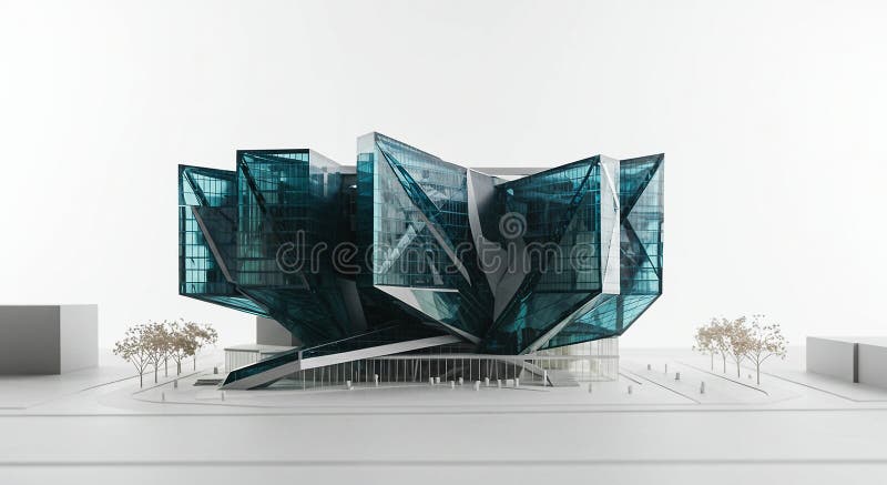 Futuristic Architectural Model Showcasing a Building with Angular ...
