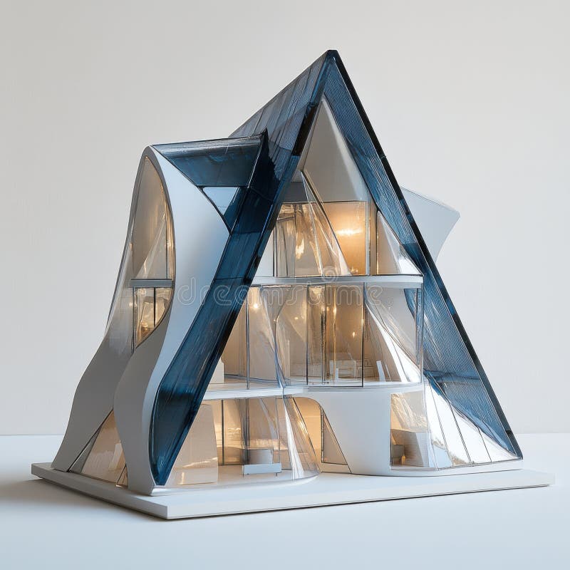 Futuristic Architectural Model Showcasing Innovative Geometric Design ...