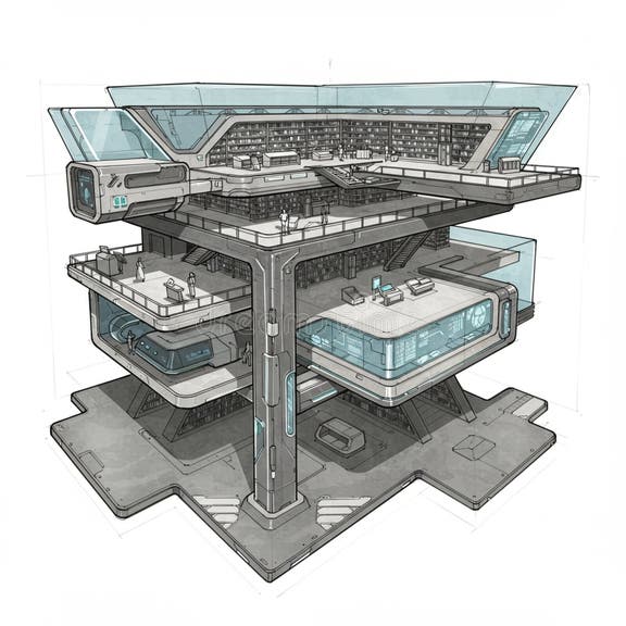 Futuristic Architectural Render of a Multi-level Structure Featuring ...